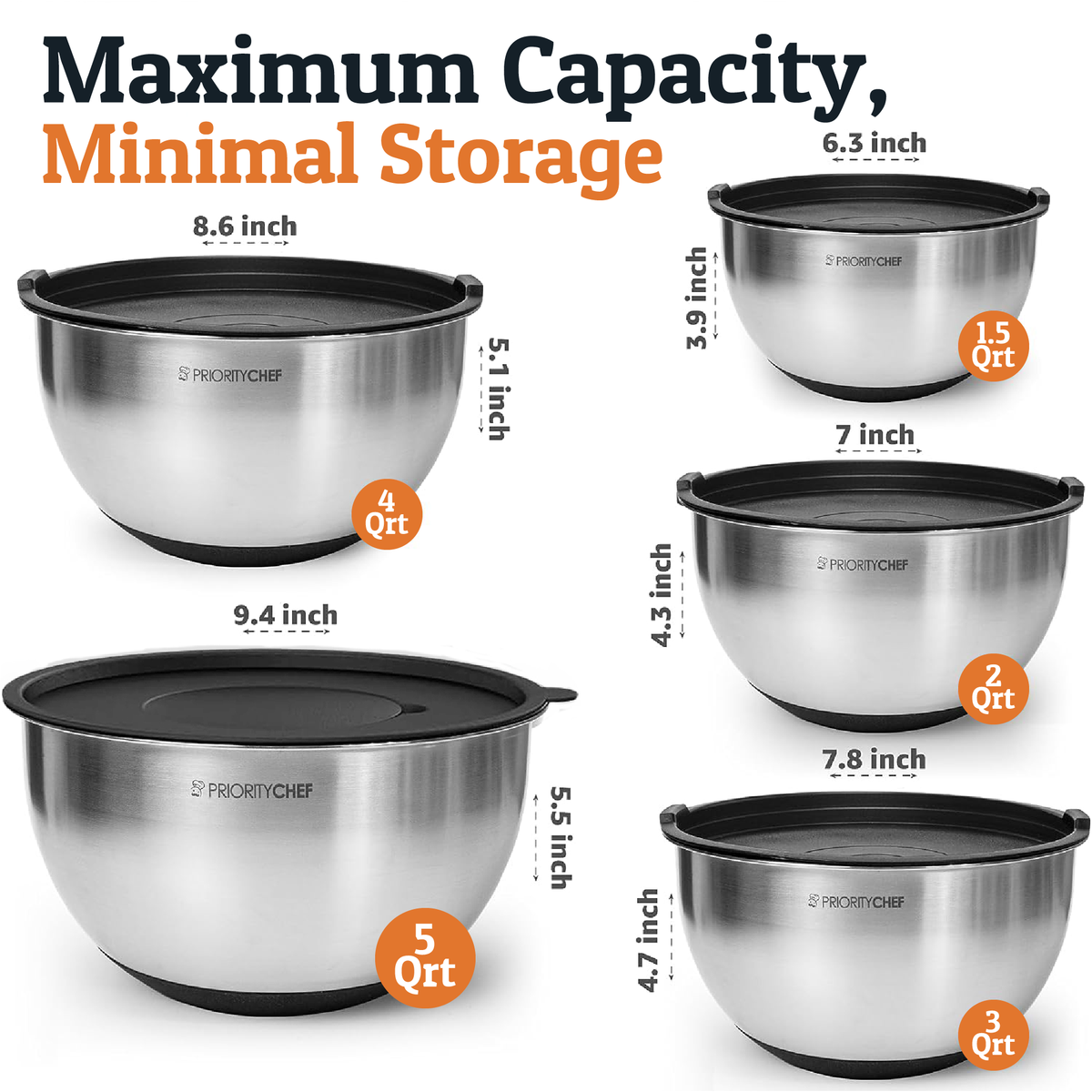5-PC Mixing Bowls with Lids Set, Utensil Set & 3 Grater Attachments